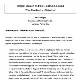 Integral Mission — Lausanne Movement Canada