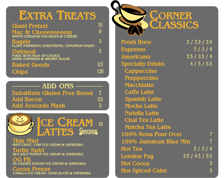 Menu — The Corner Social