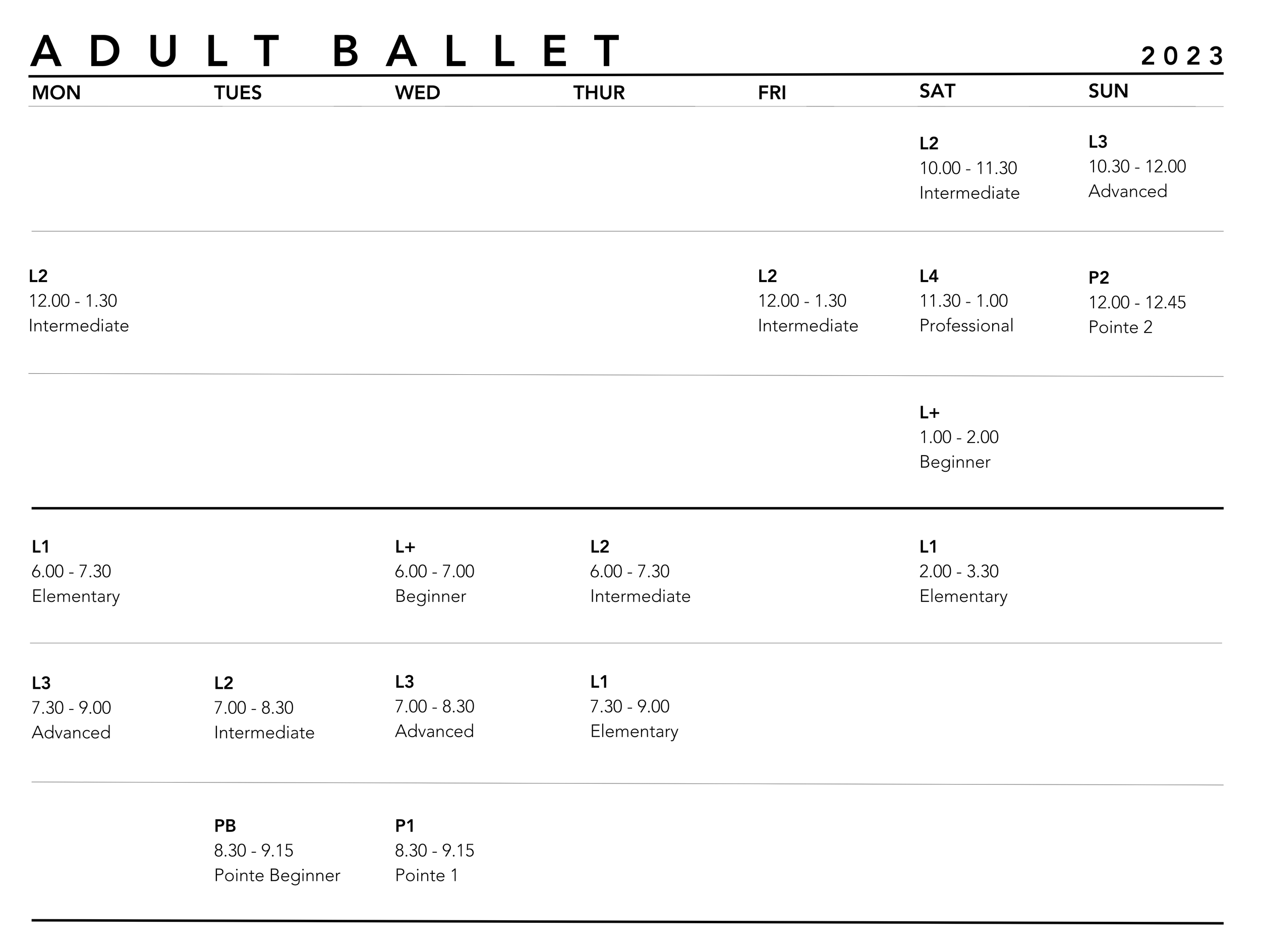 Timetable — Pointe Nation