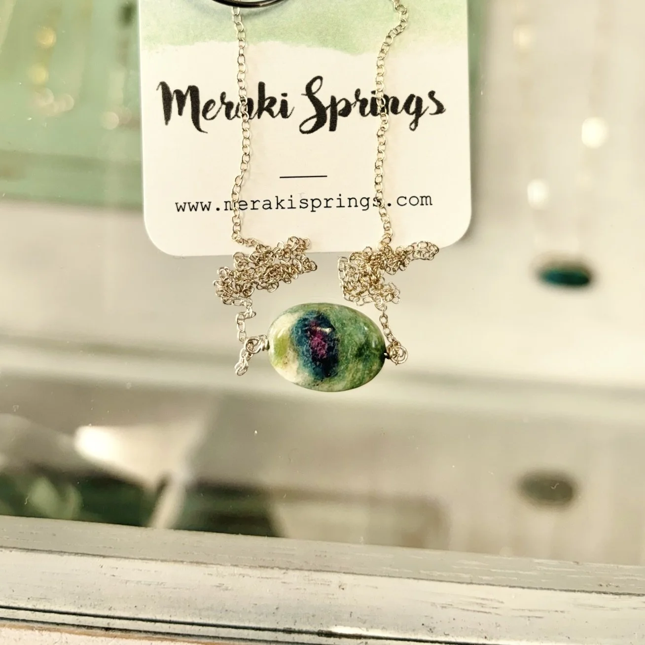 Meraki Springs— Small Ruby-In-Fuchsite Necklace
