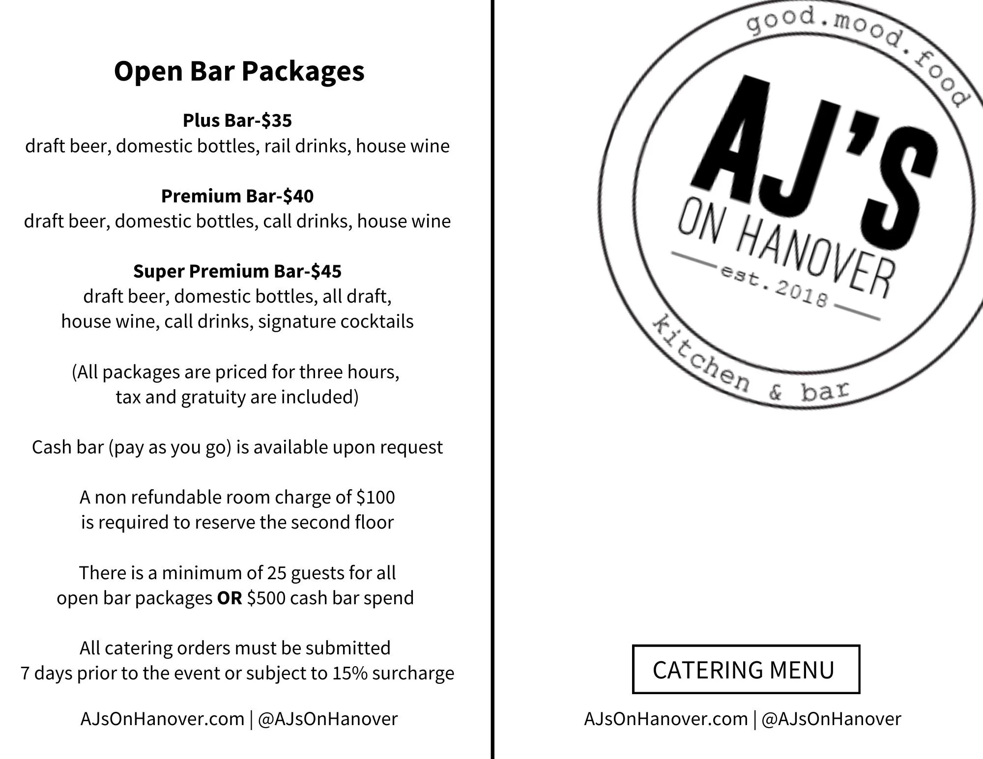 Catering — AJ'S ON HANOVER