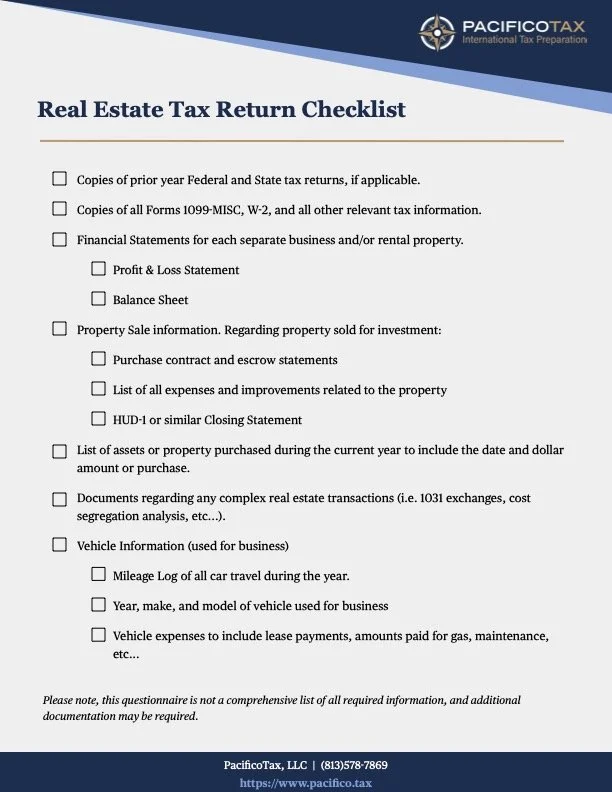Checklists — PacificoTax