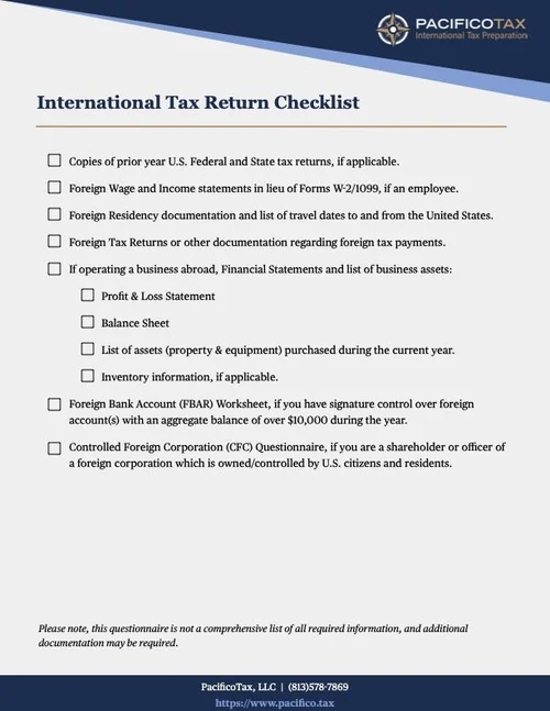 Checklists — PacificoTax