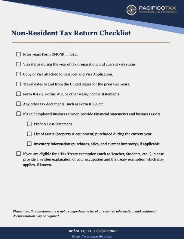 Checklists — PacificoTax