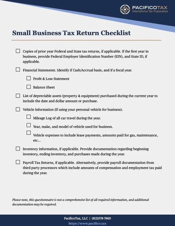 Checklists — PacificoTax