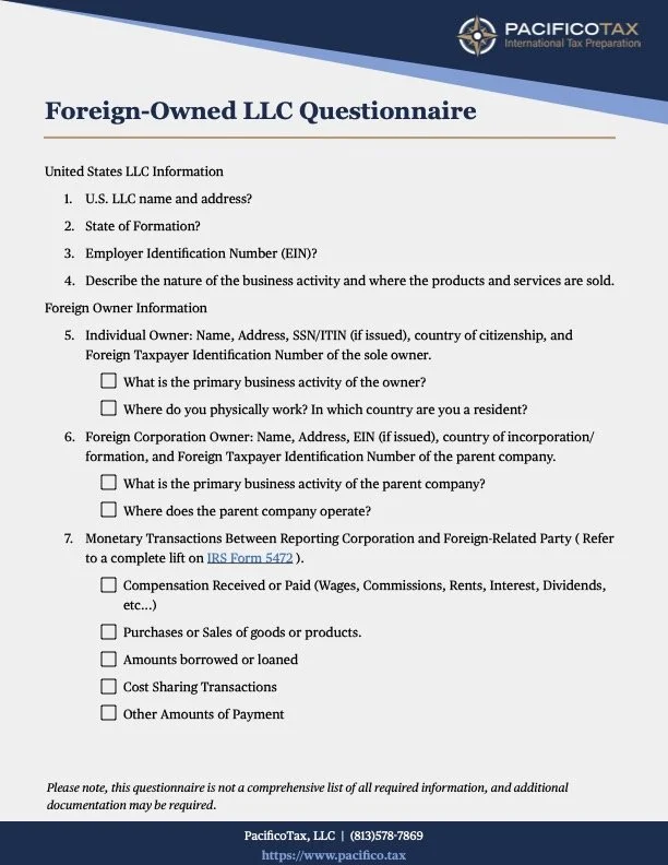 Checklists — PacificoTax