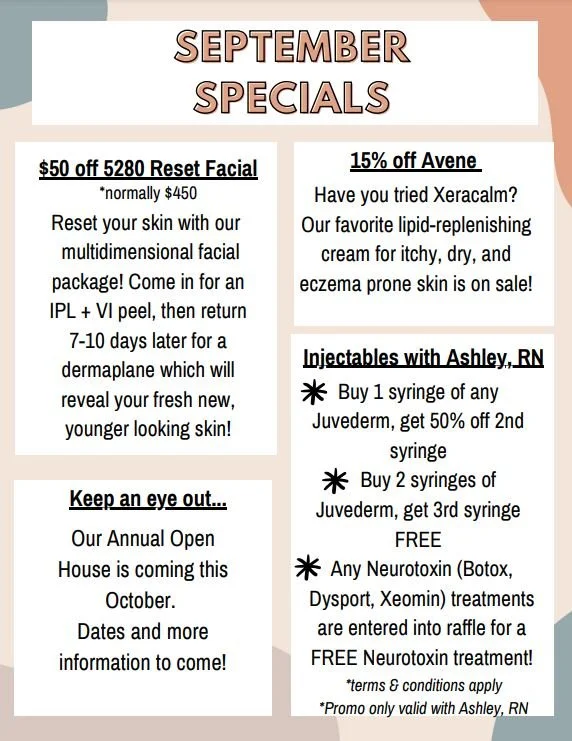 Monthly Promos — Aesthetics by Design