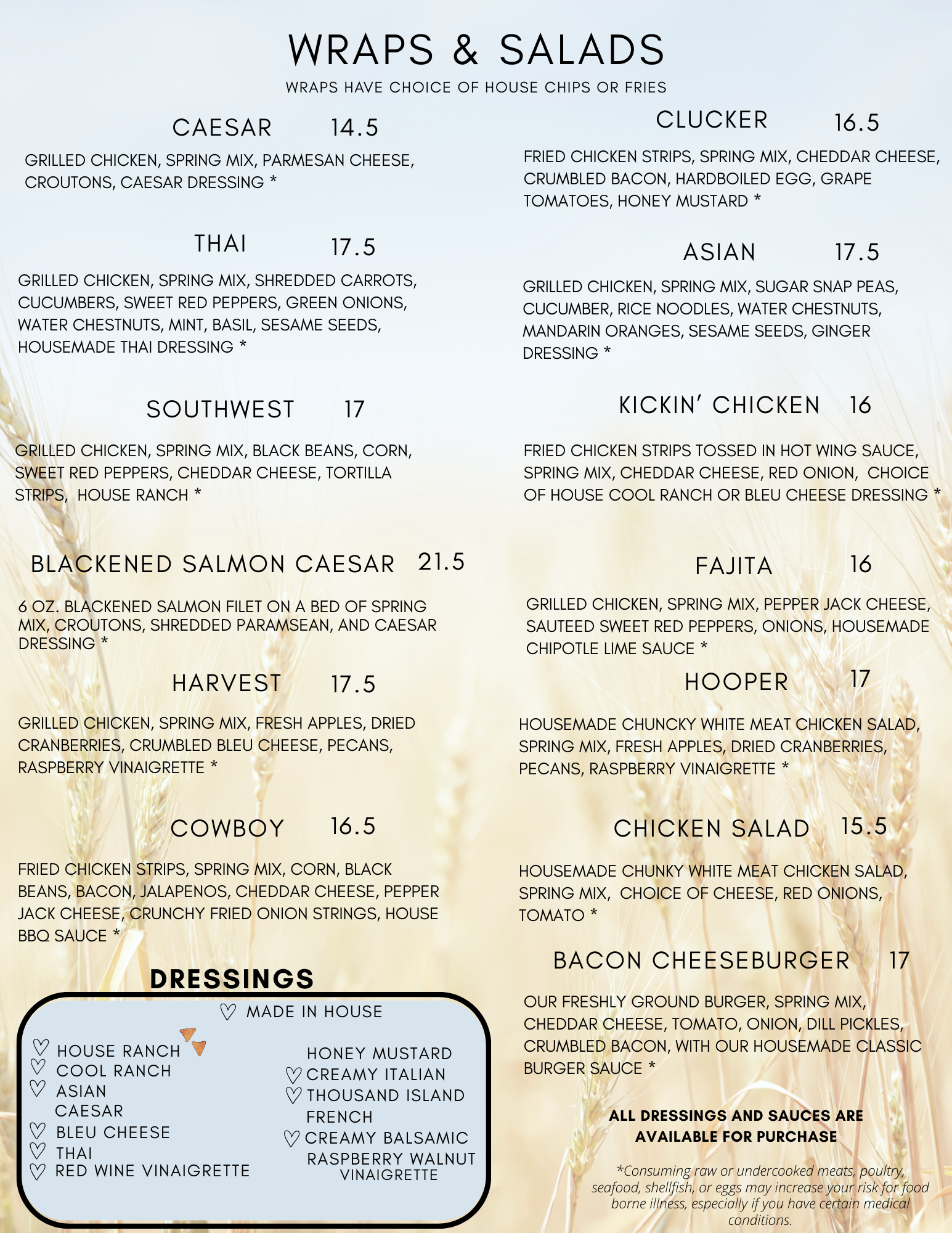Menu — Wild Annie's