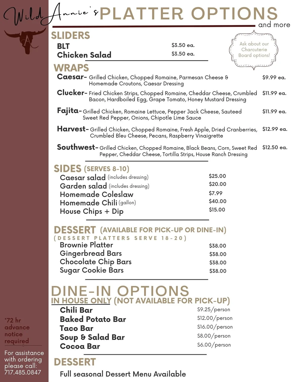 Event Menu & Platter Options — Wild Annie's