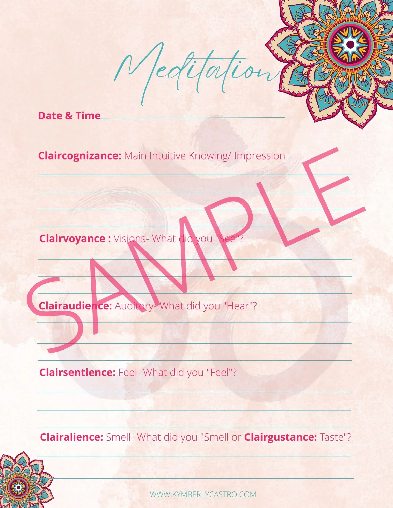 FREE Meditation Tracker Sheets Downloadable PDF — Kymberly Castro