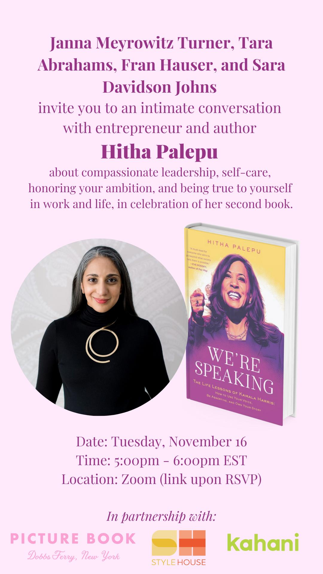 RSVP for a Conversation with Hitha Palepu — picture book