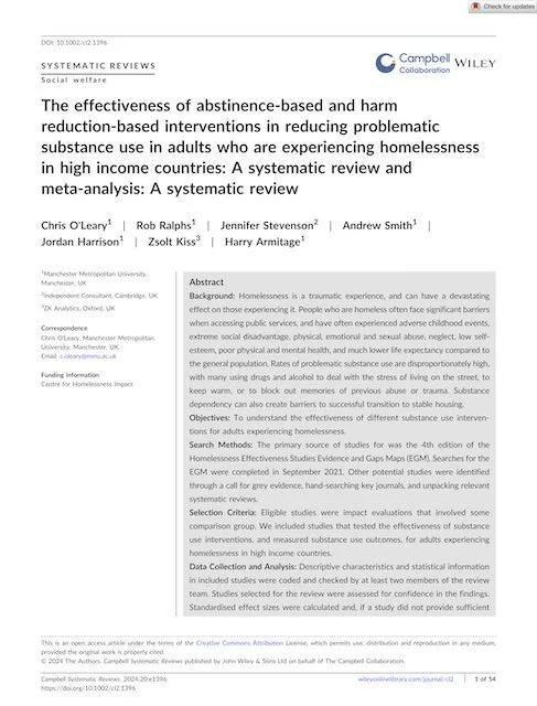 The effectiveness of abstinence-based and harm reduction-based ...