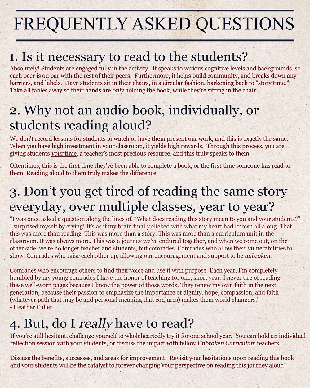 Why Read Aloud & FAQ's — The Louis Zamperini Foundation Unbroken Curriculum