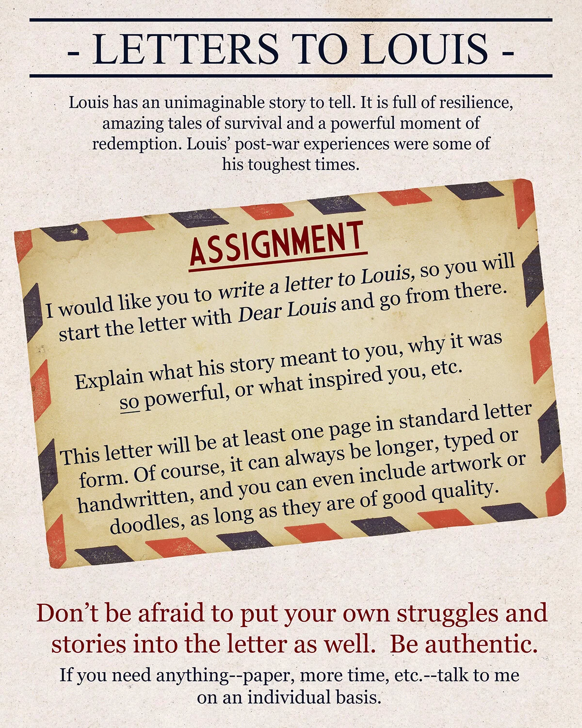 Letters To Louis — The Louis Zamperini Foundation Unbroken Curriculum