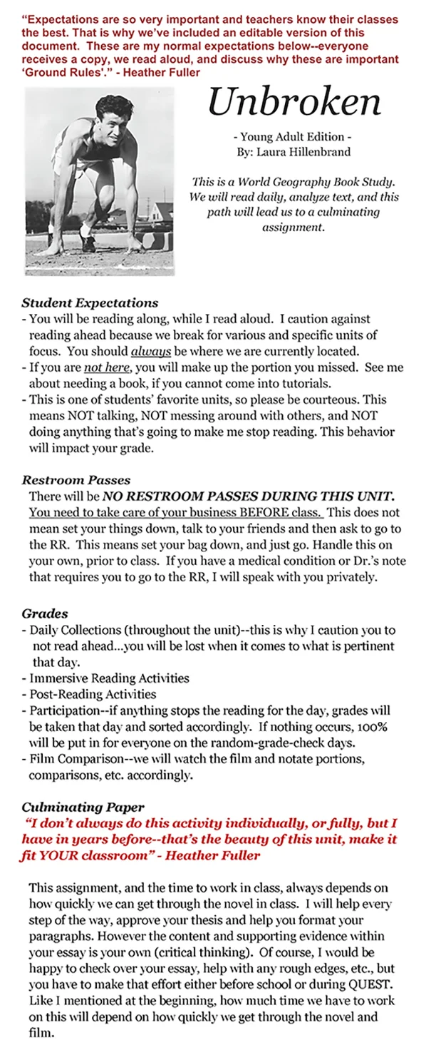 Student Expectations — The Louis Zamperini Foundation Unbroken Curriculum