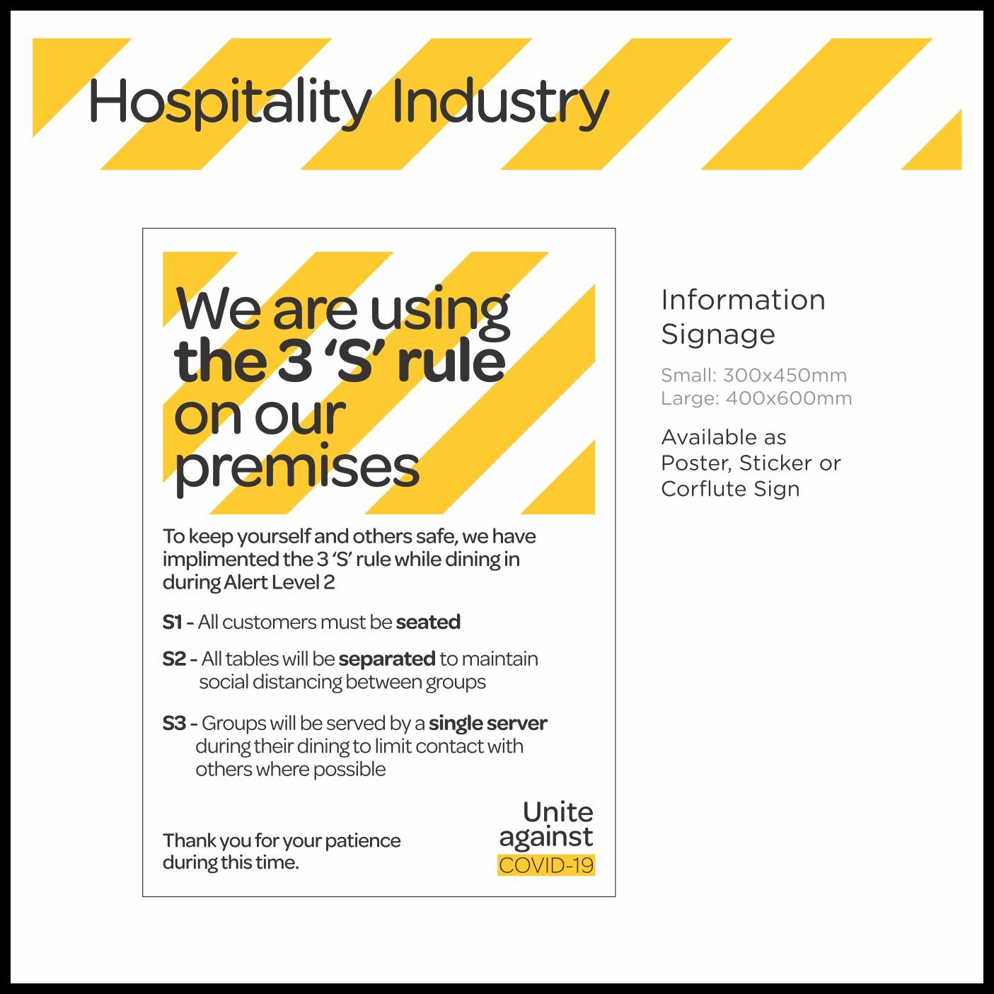 Covid-19 - Hospitality Signs
