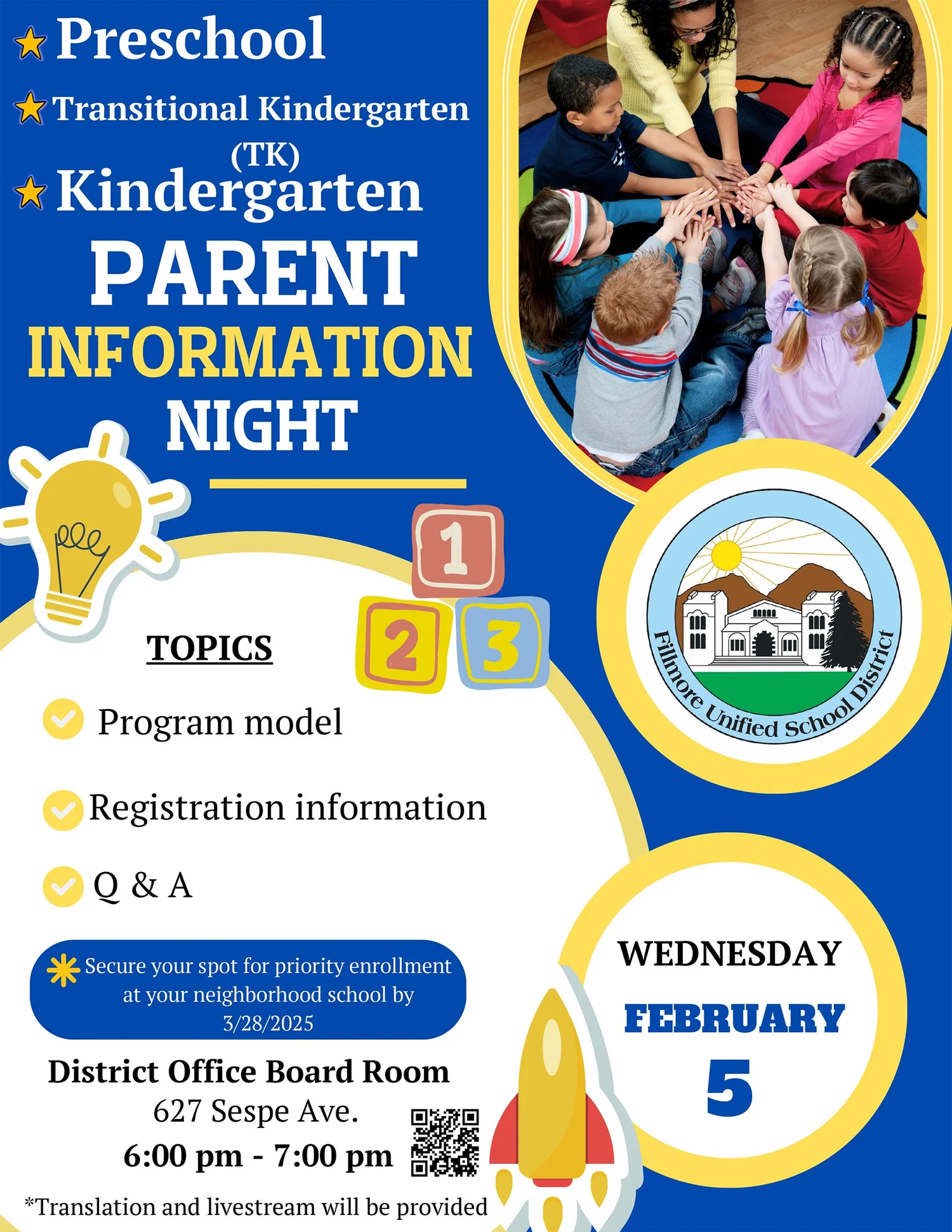 Preschool, Transitional Kindergarten (TK), Parent Information Night ...