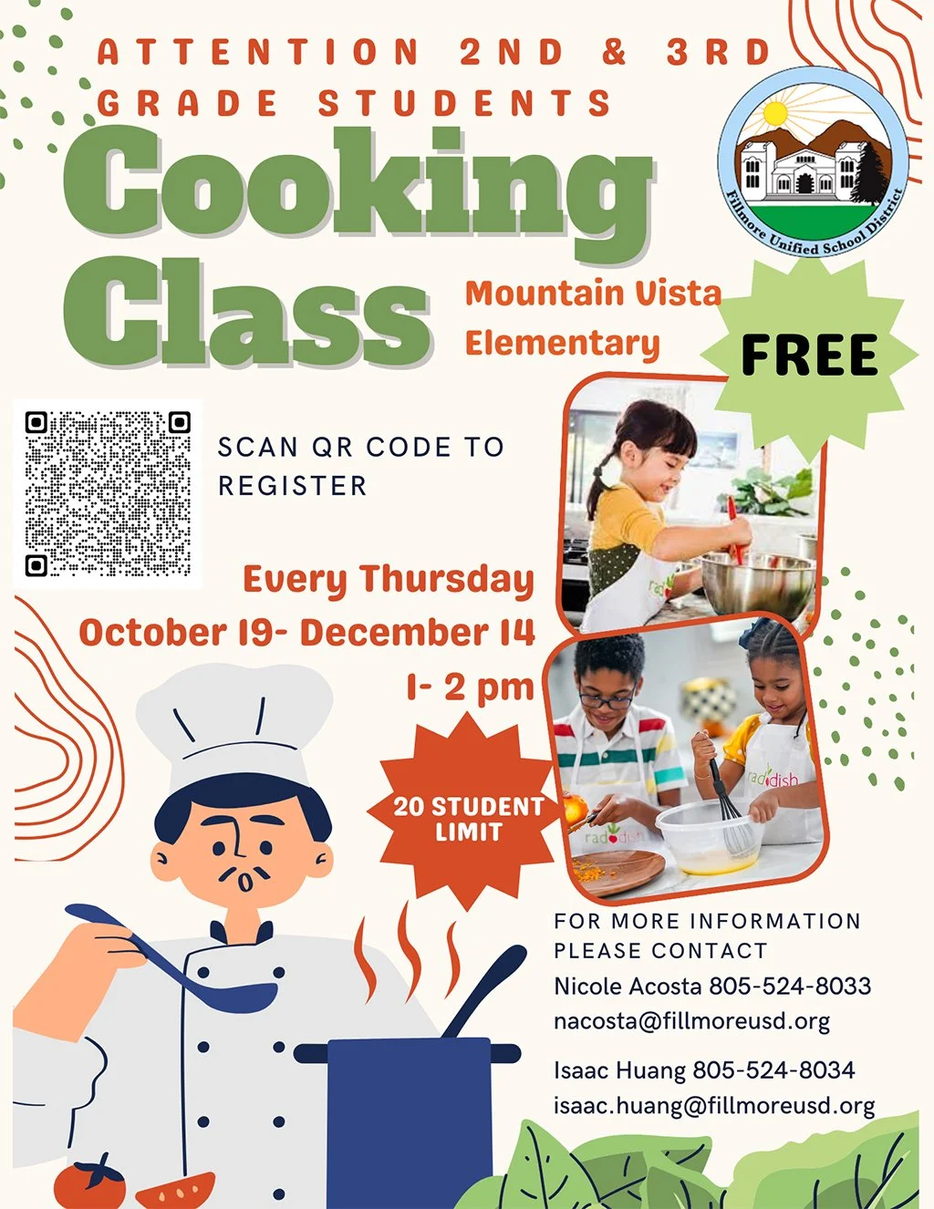 Free Enrichment Opportunity in Cooking for Mountain Vista 2nd & 3rd ...