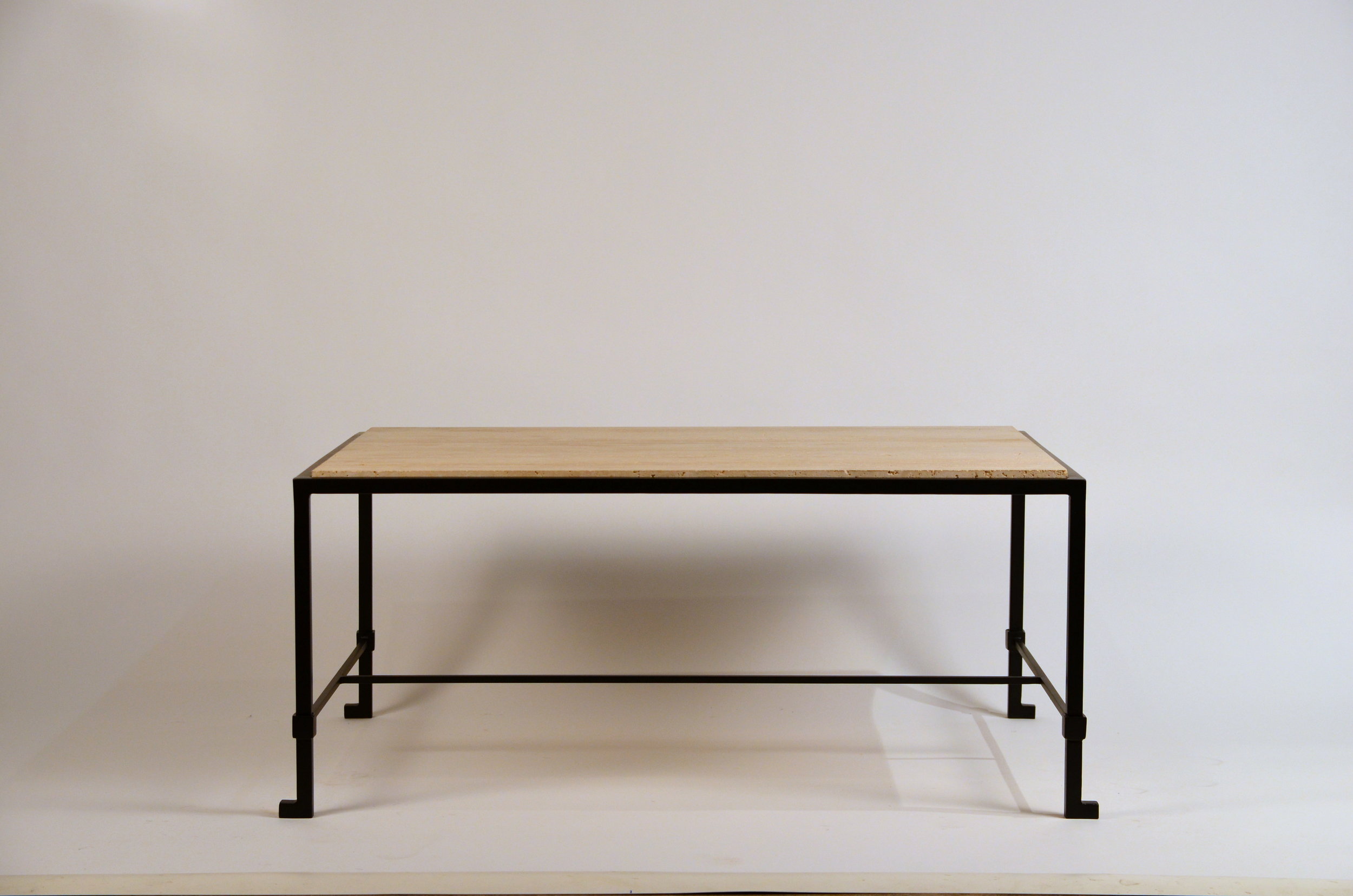 Chic 'Diagramme' Wrought Iron and Travertine Coffee Table by Design ...