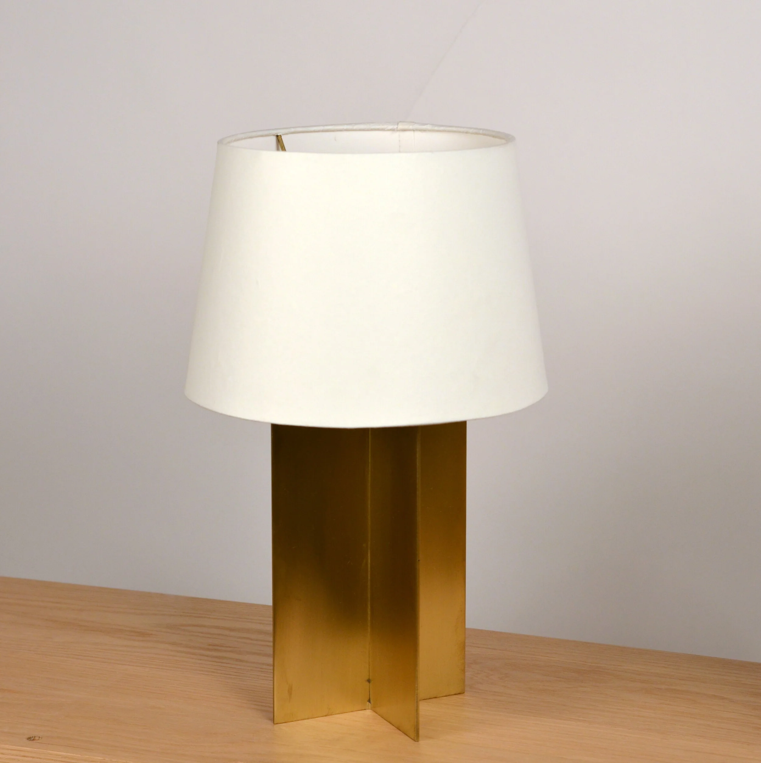 Pair of Chic 'Croisillon' Polished Brass and Parchment Paper Table ...