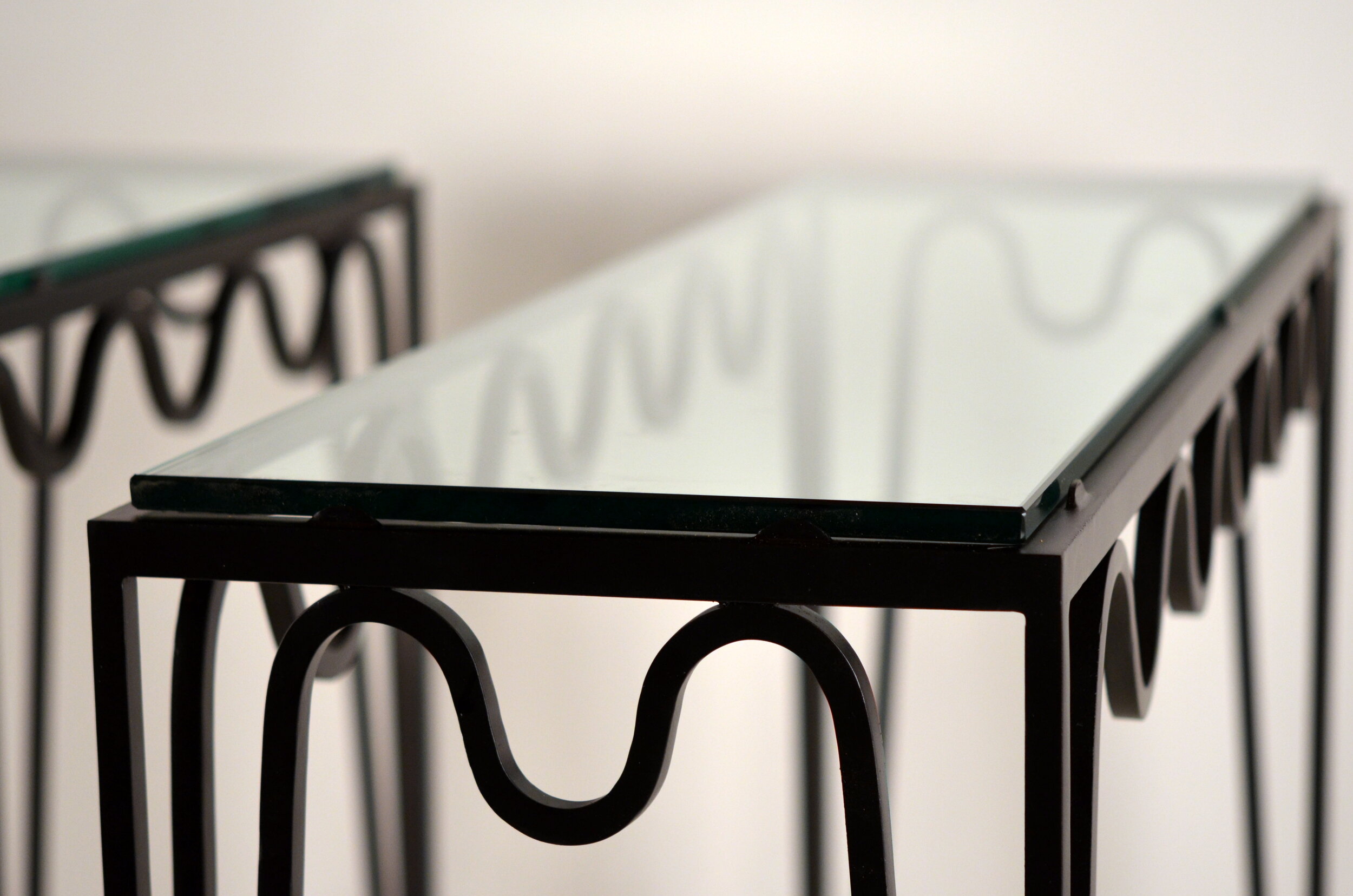Undulating 'Méandre' Wrought Iron and Glass Console by Design Frères ...