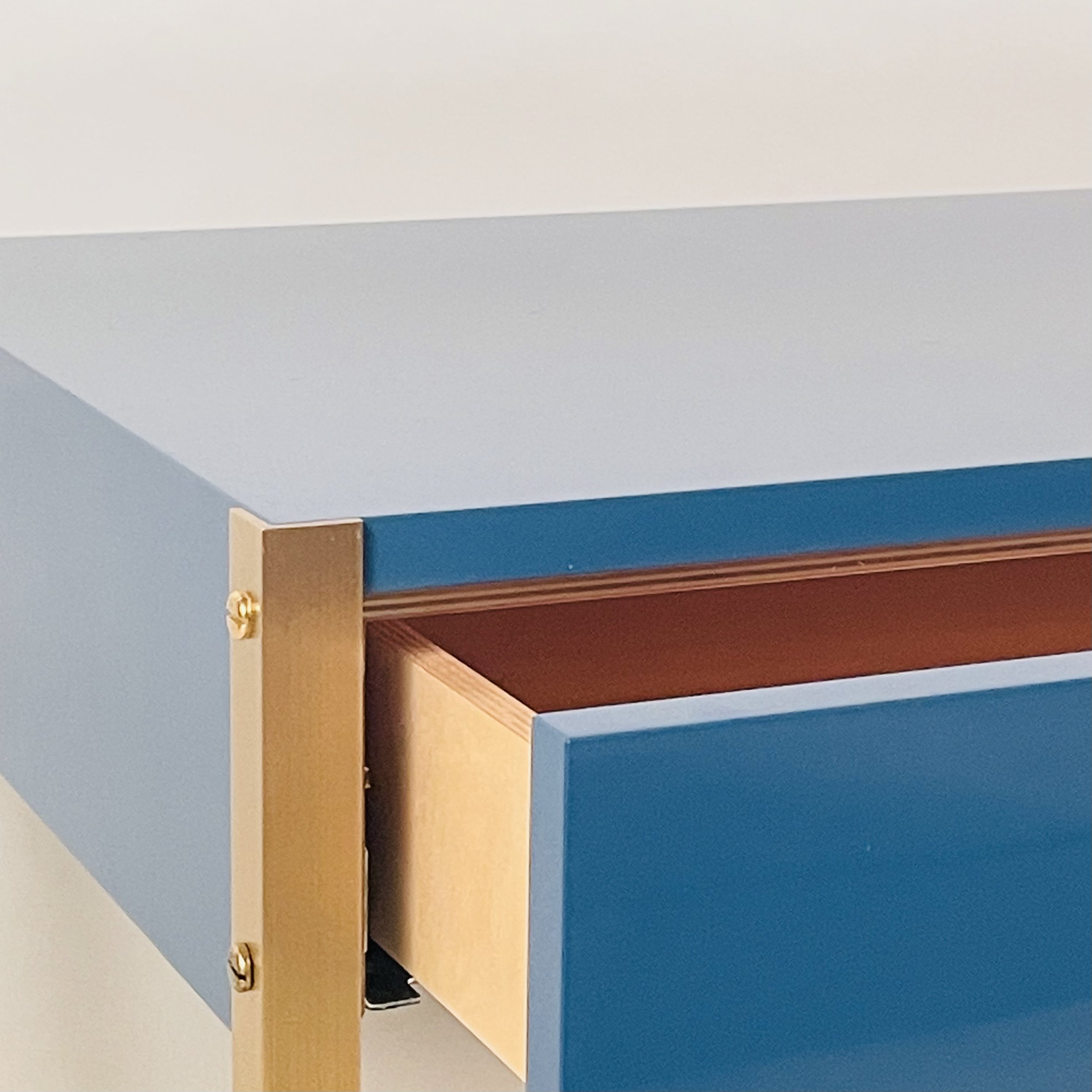 Pair of 'Laque' Custom Lacquer and Brushed Brass Nightstands by Design ...