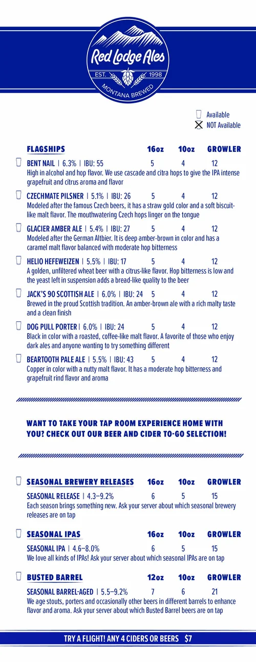 Menu — Red Lodge Ales
