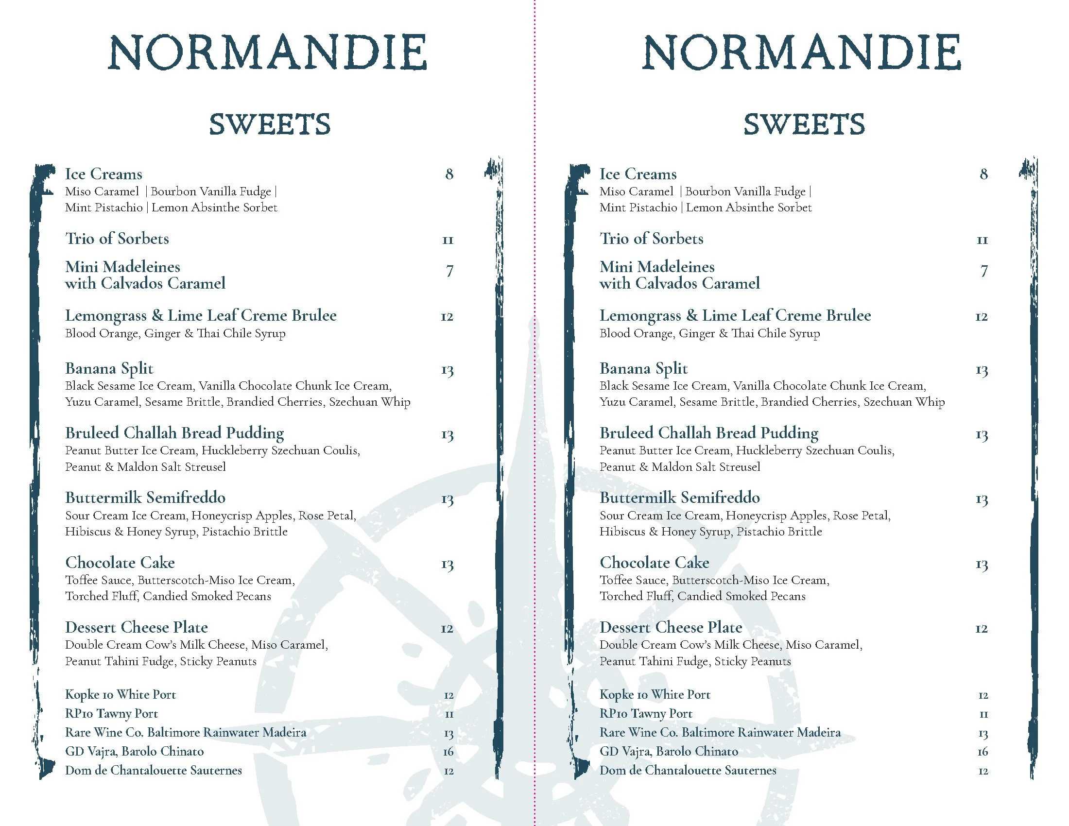 MENUS — NORMANDIE