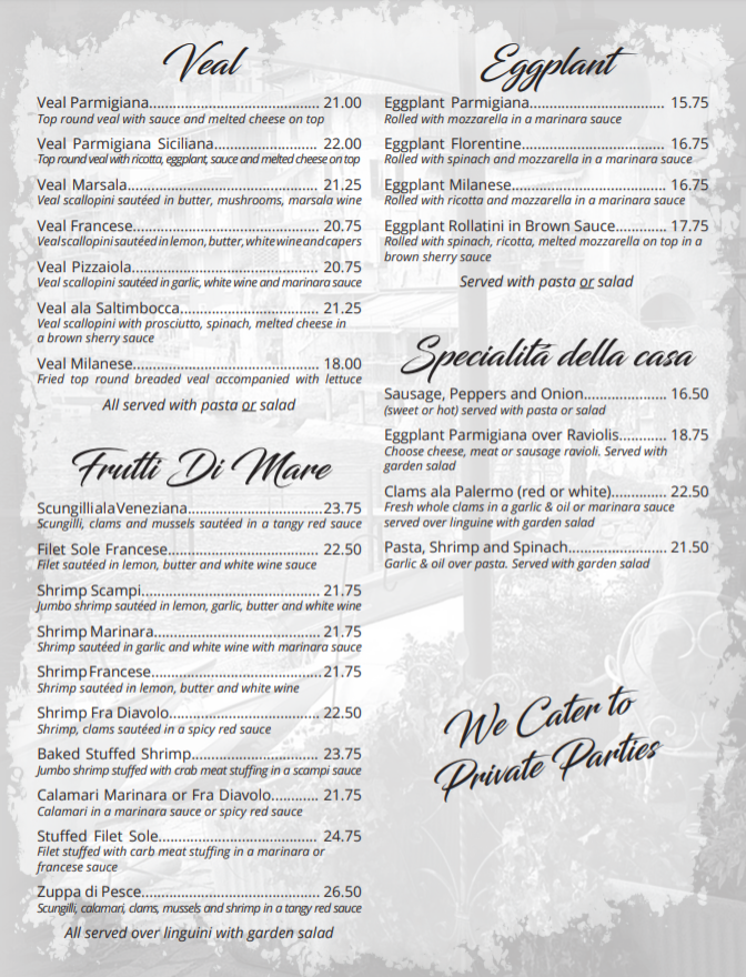 Menu — Gisella's Ristorante