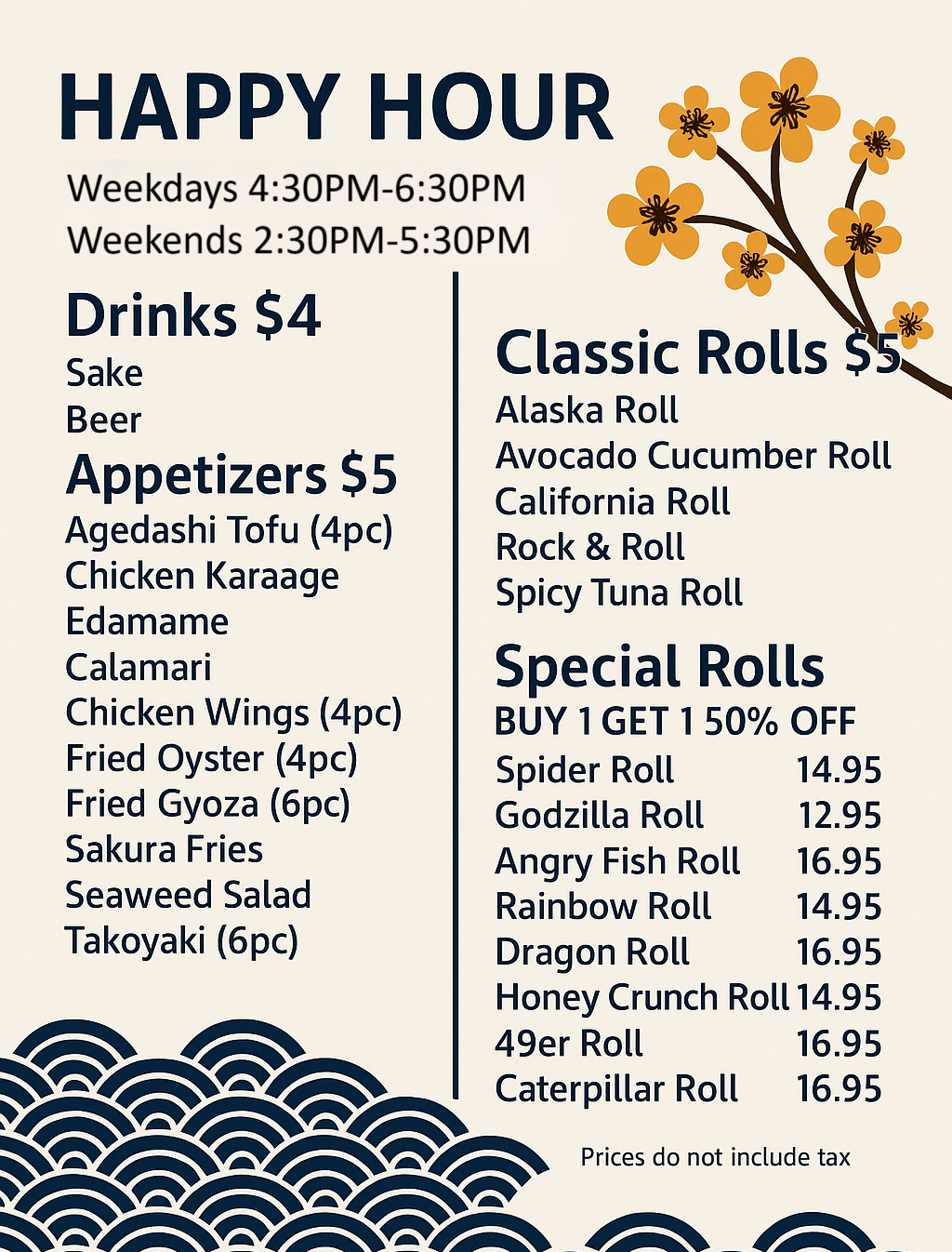 Sakura Bistro Menu