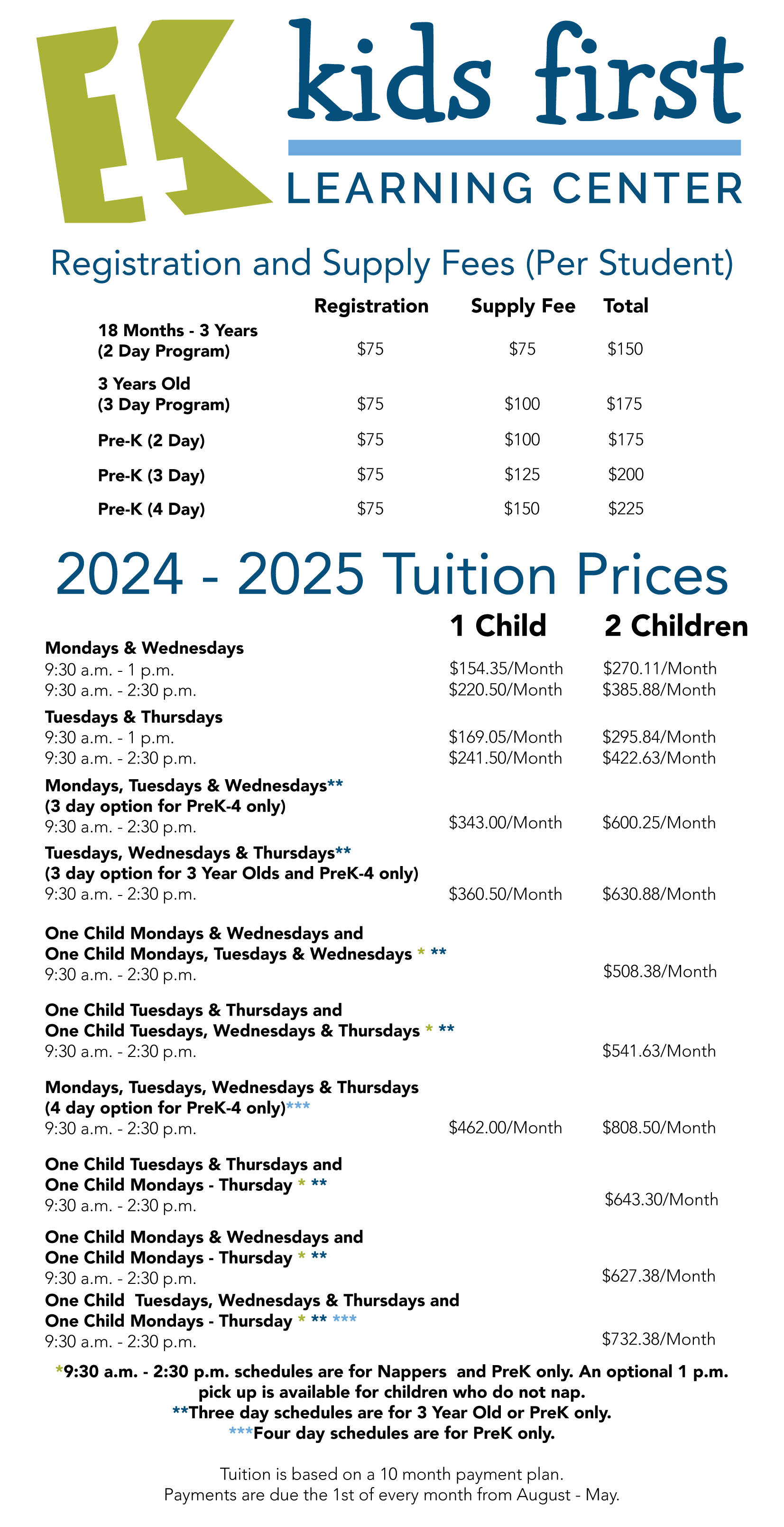 Kids First Learning Center | Prices — First Baptist Maryville