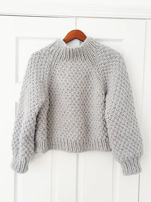 Easy Moss Stitch Raglan Knit Sweater Pattern + Tutorial | Mountain Time ...