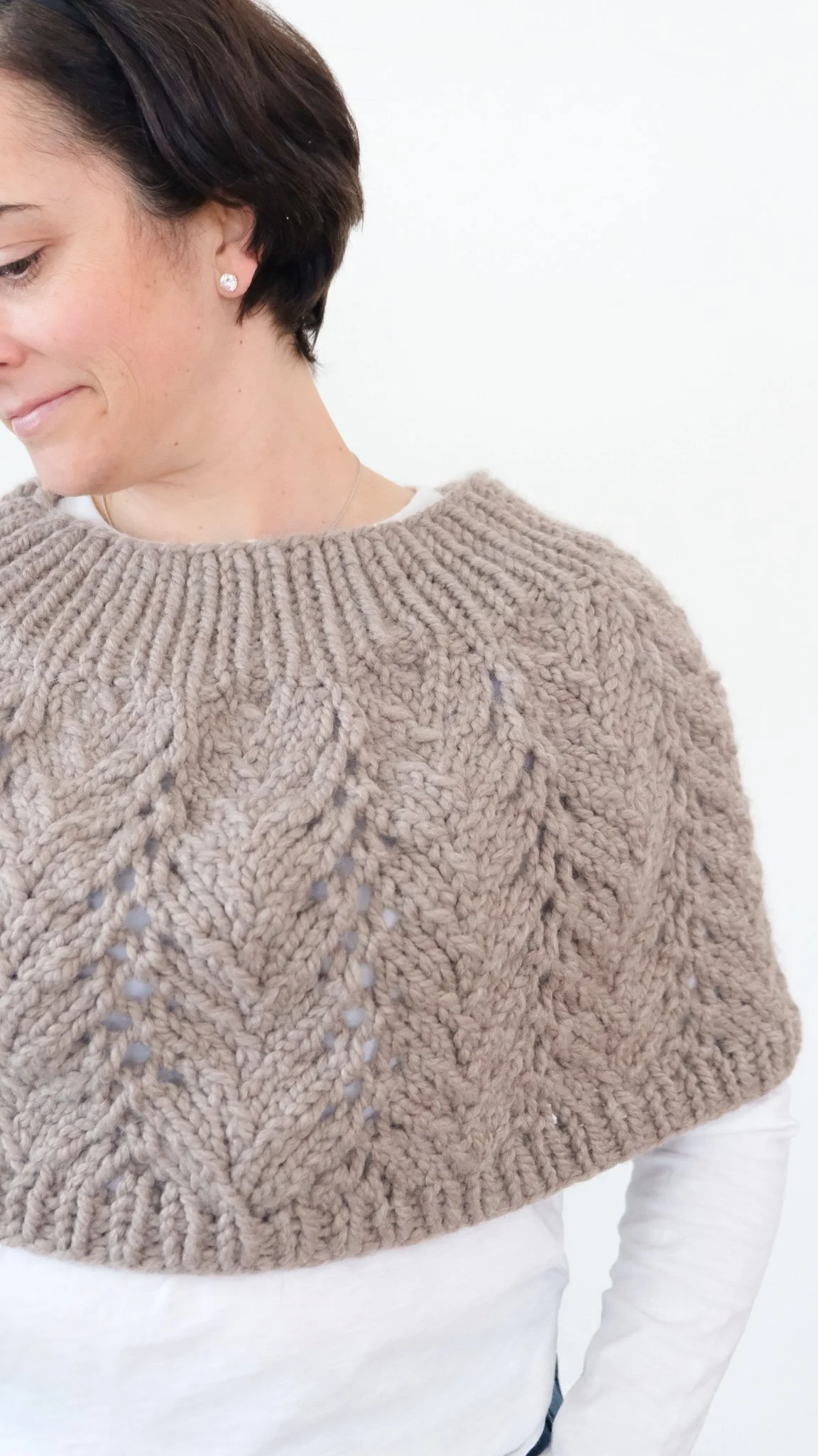 Knit Lace Poncho Cape Knitting Pattern | All the Vines Capelet — Ashley ...