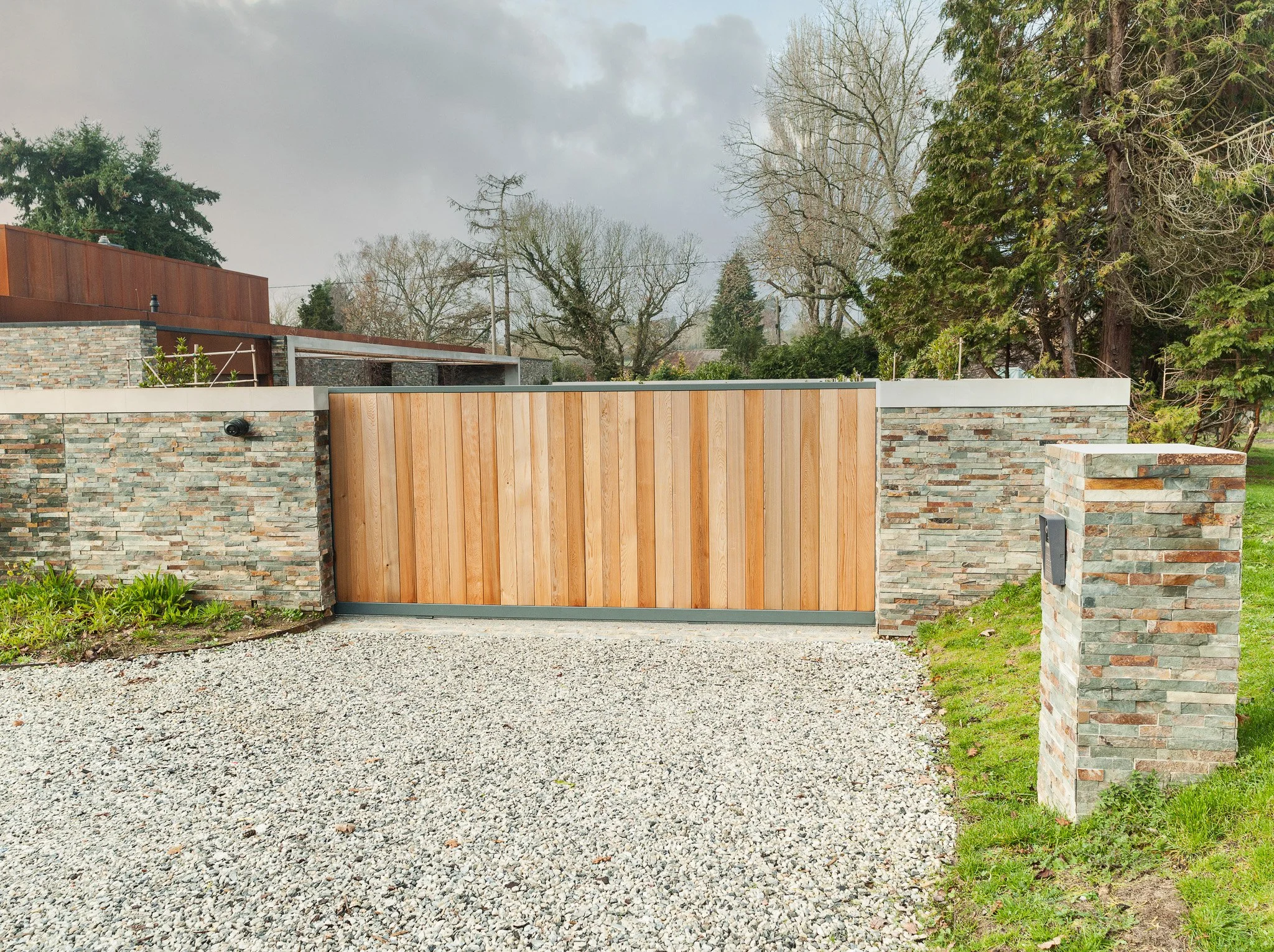 Stone Entry Gates Fence