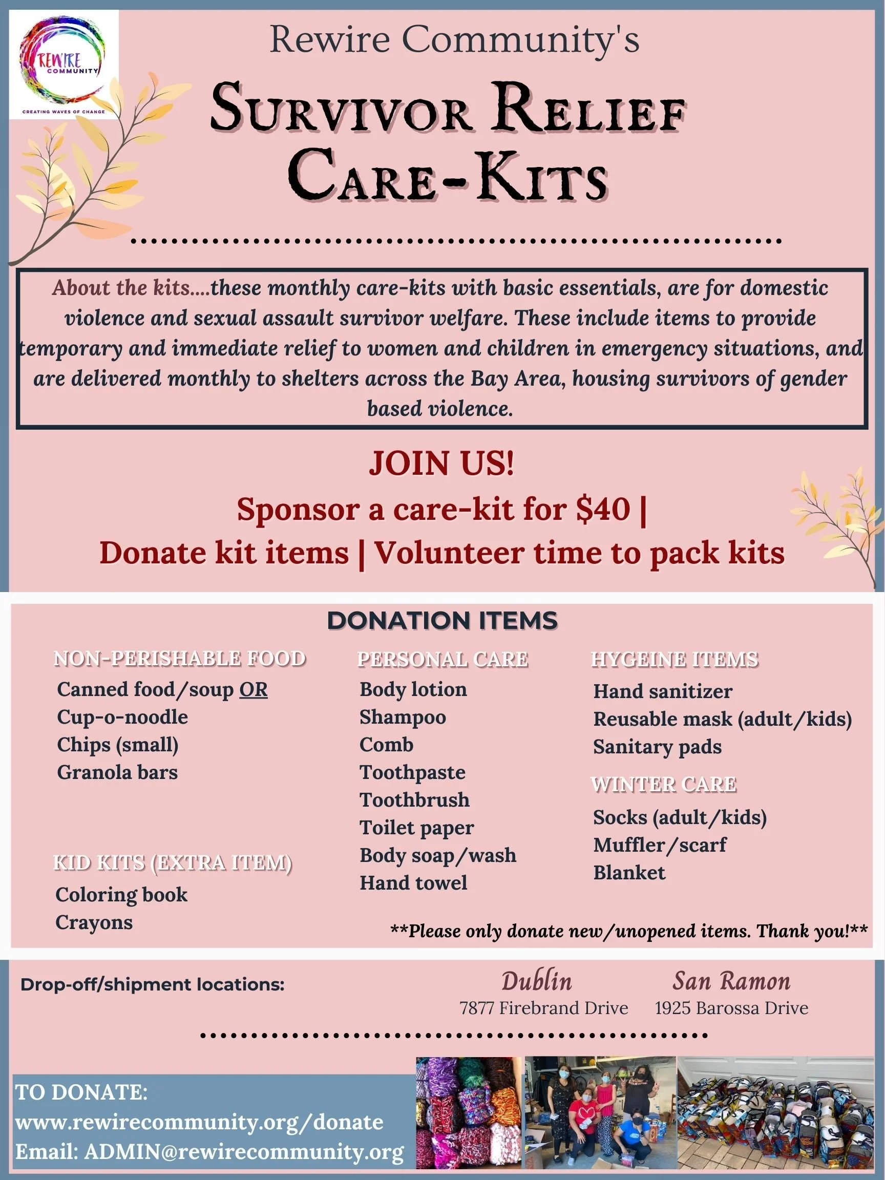 Survivor Relief Programs — Rewire Community