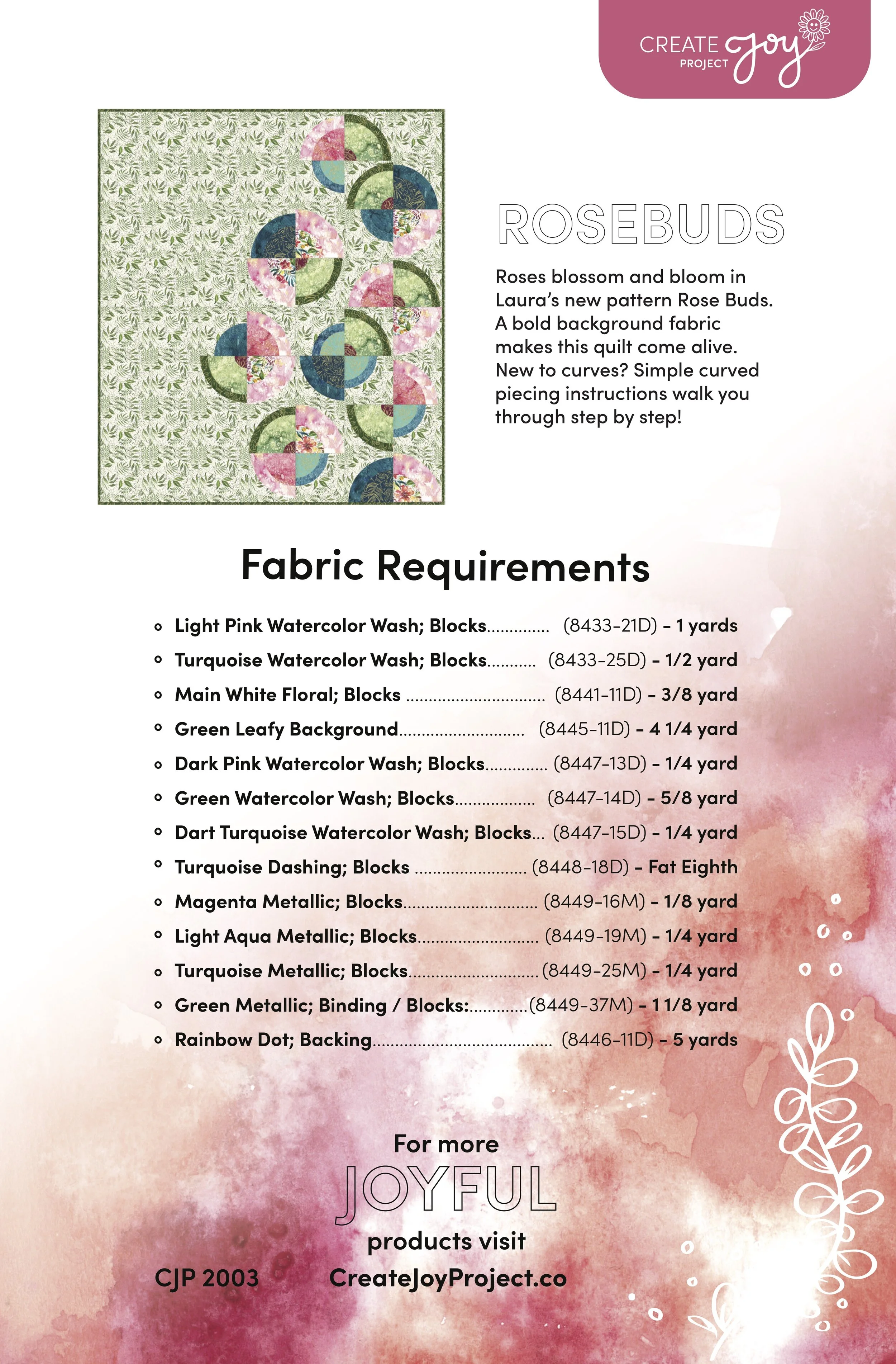 Rosebuds Quilt Pattern (PDF) — Create Joy Project