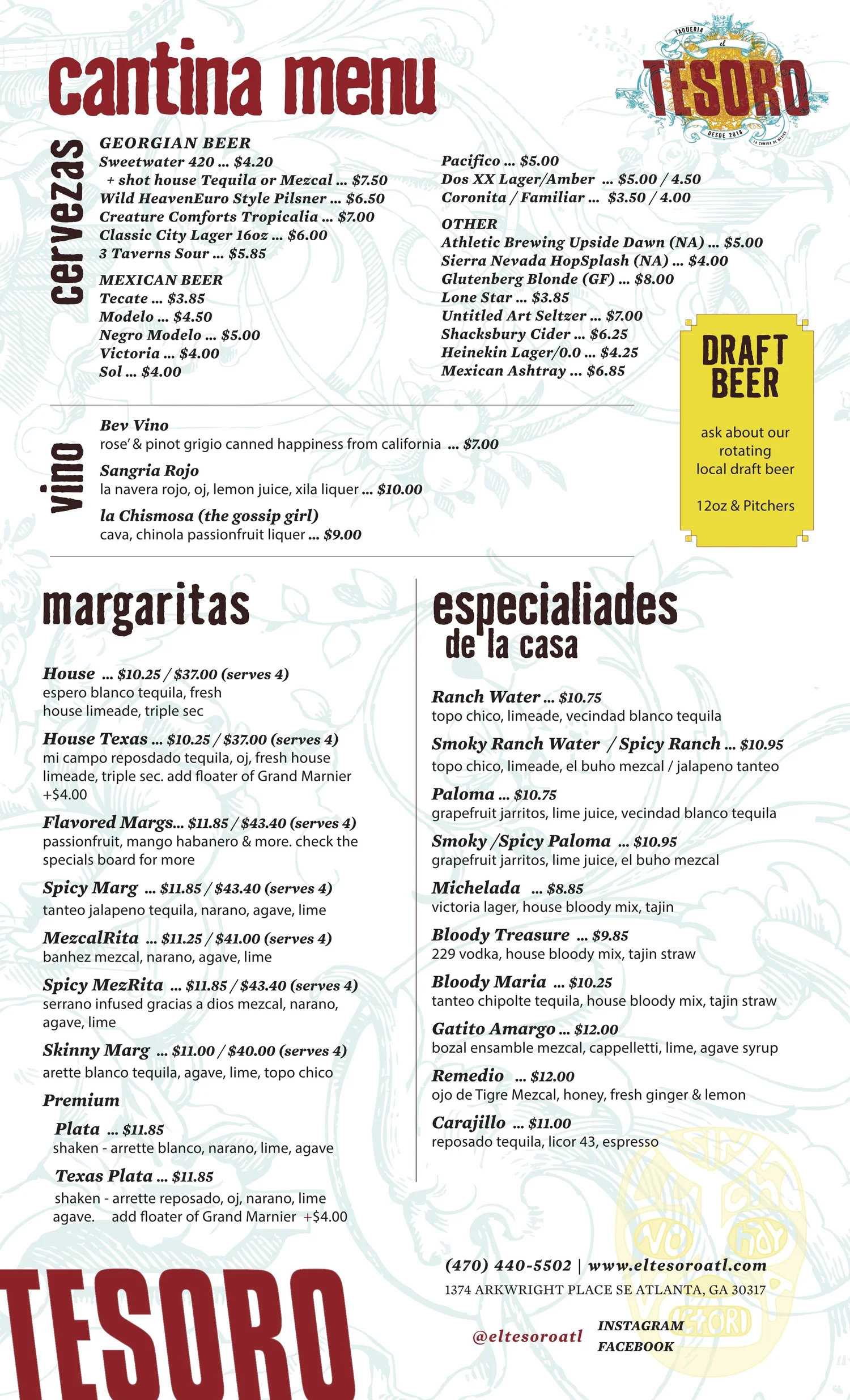 Menu — El TESORO