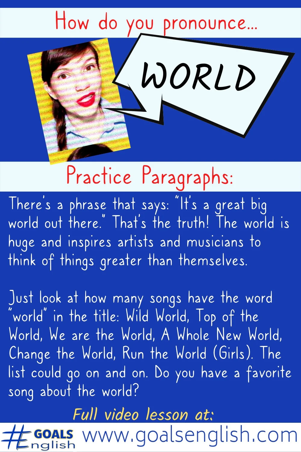 World Word Were American English Pronunciation GOALS English