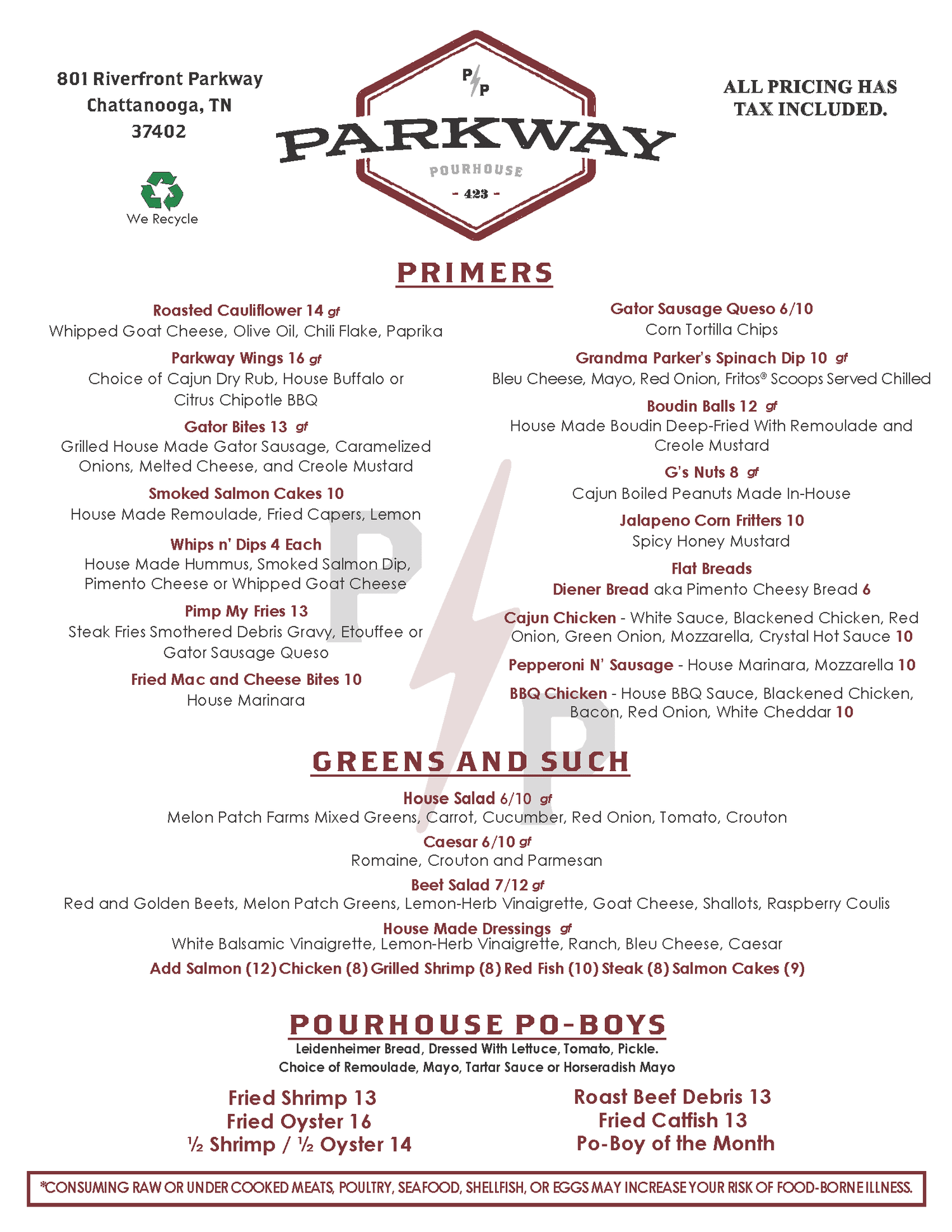 Lunch & Dinner — Parkway Pourhouse