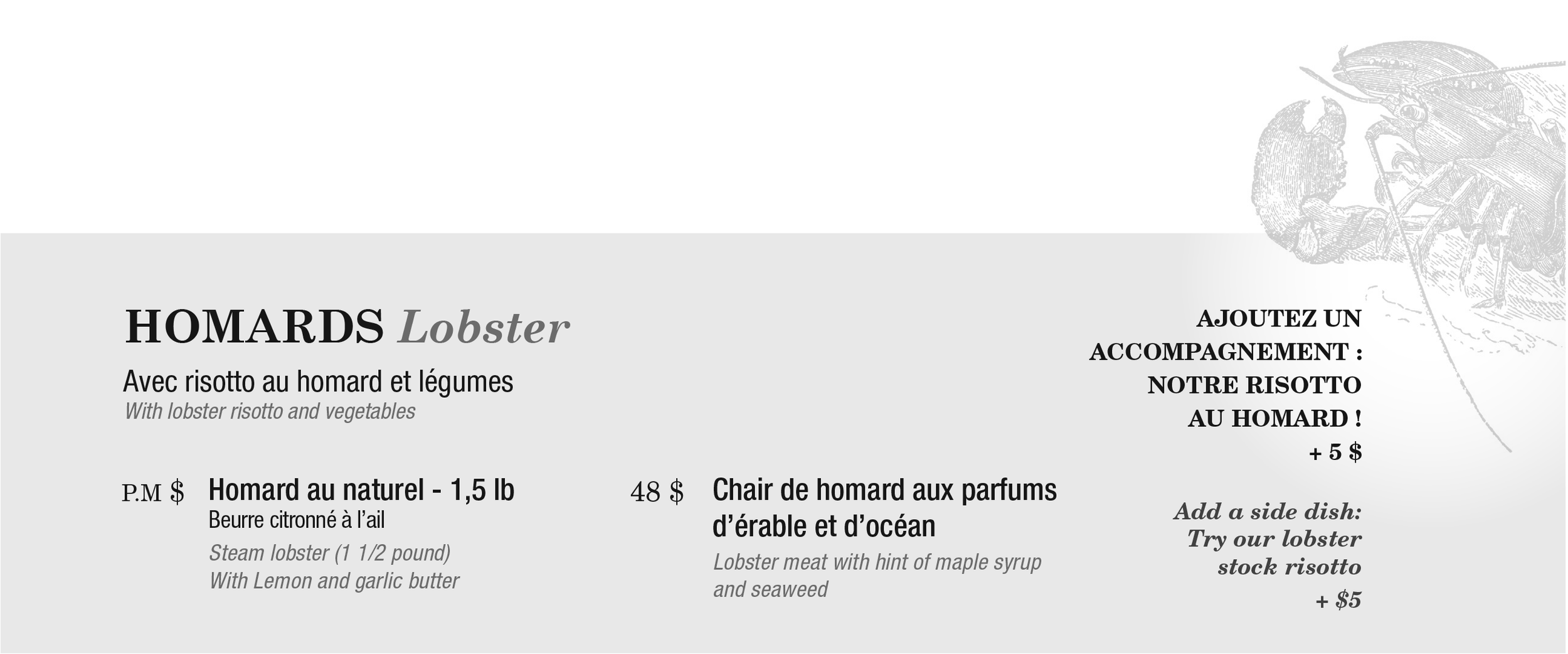 La Maison Du Pêcheur Menu