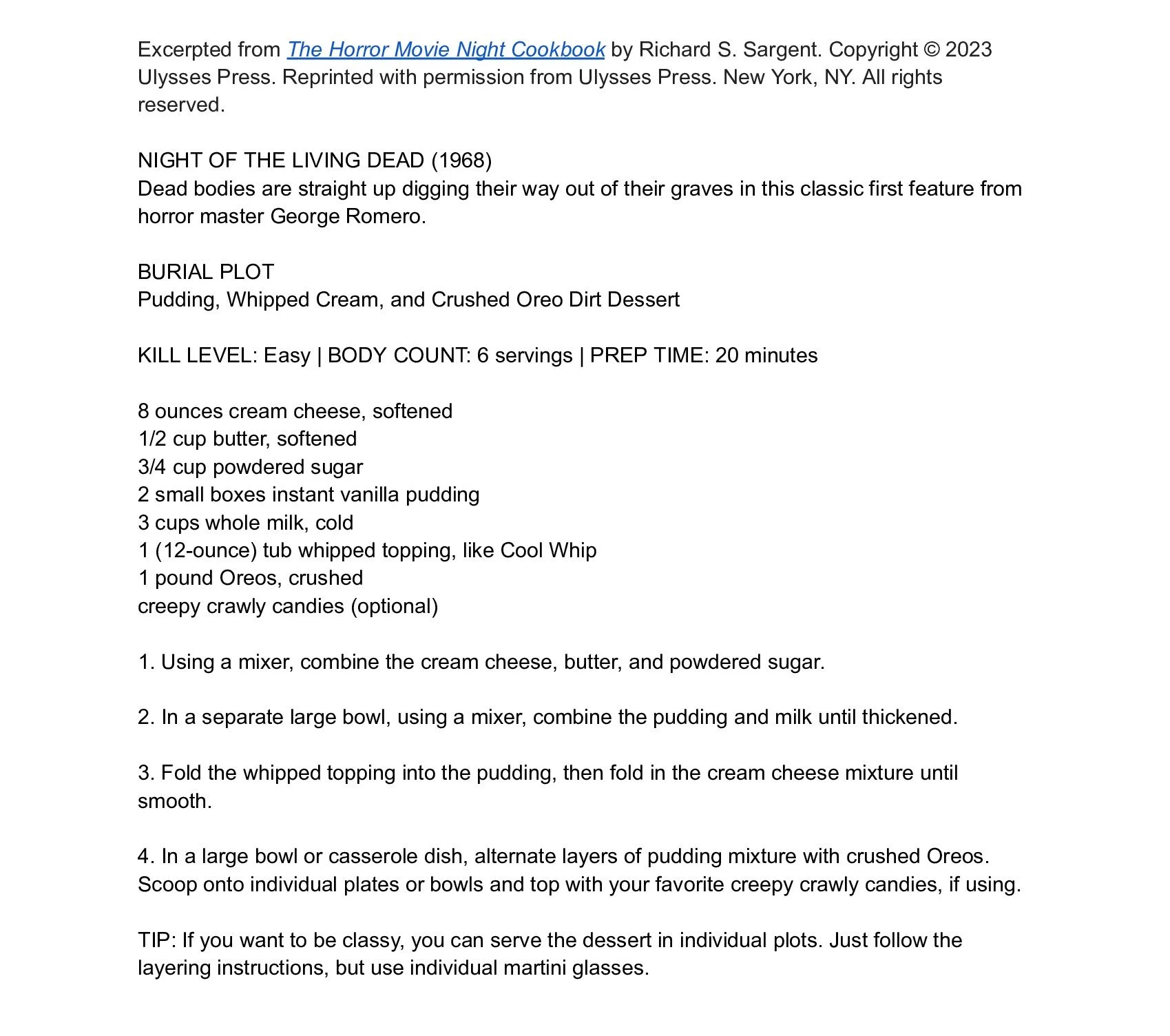 The Horror Movie Night Cookbook — Artsy Chow Roamer