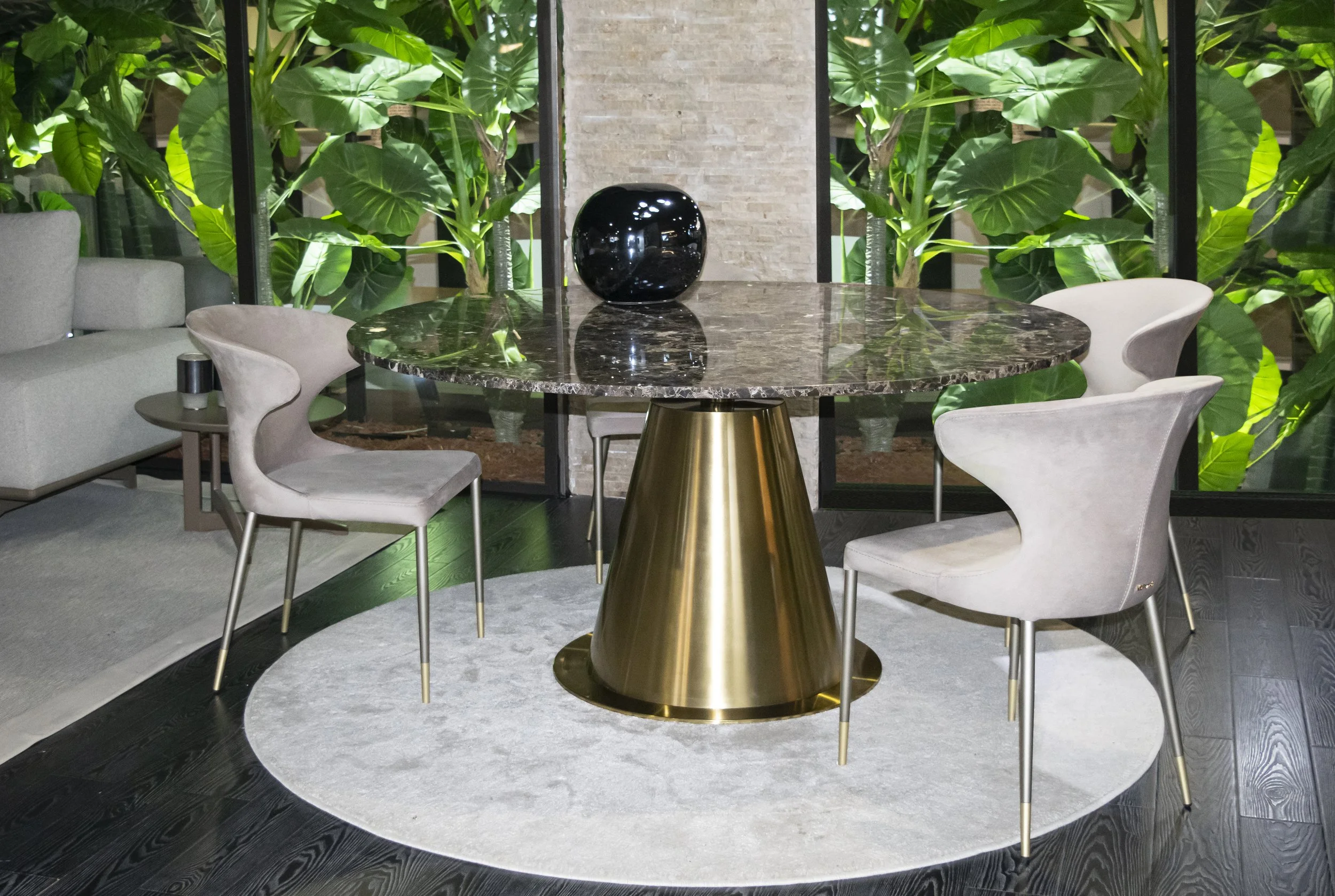 Mason Luxury Circle Dining Table with Glass Top – Modern Elegance by Able — Able