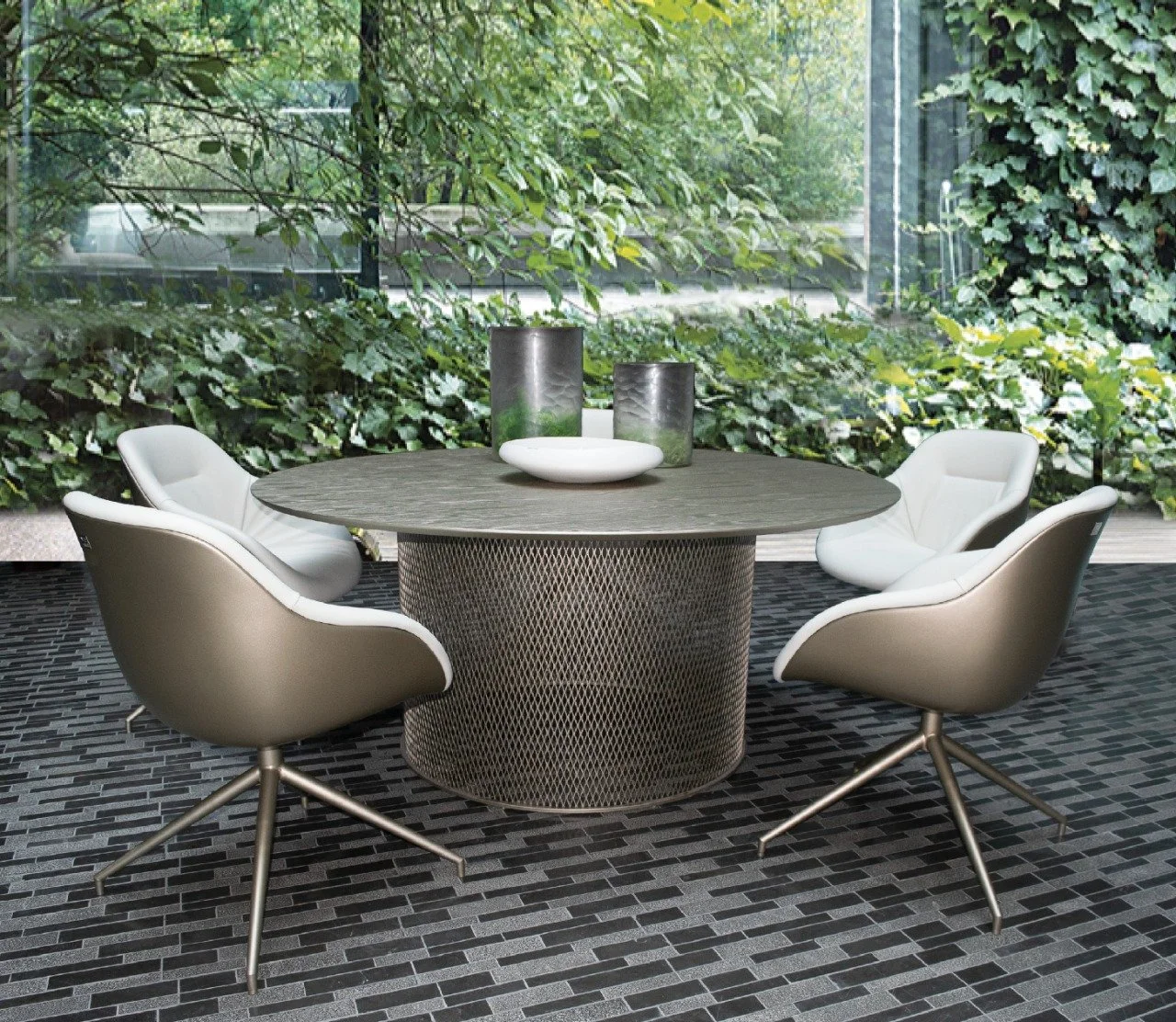 Amari Outdoor Dining Table – Luxury Marble & Steel Base — Able