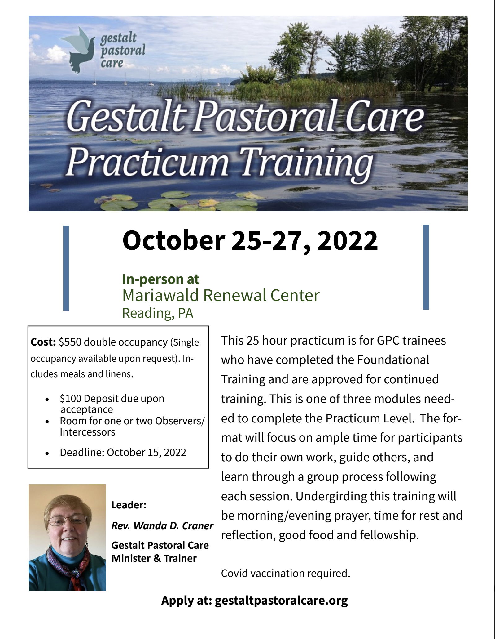 WC Application for Practicum October 2022 — Gestalt Pastoral Care