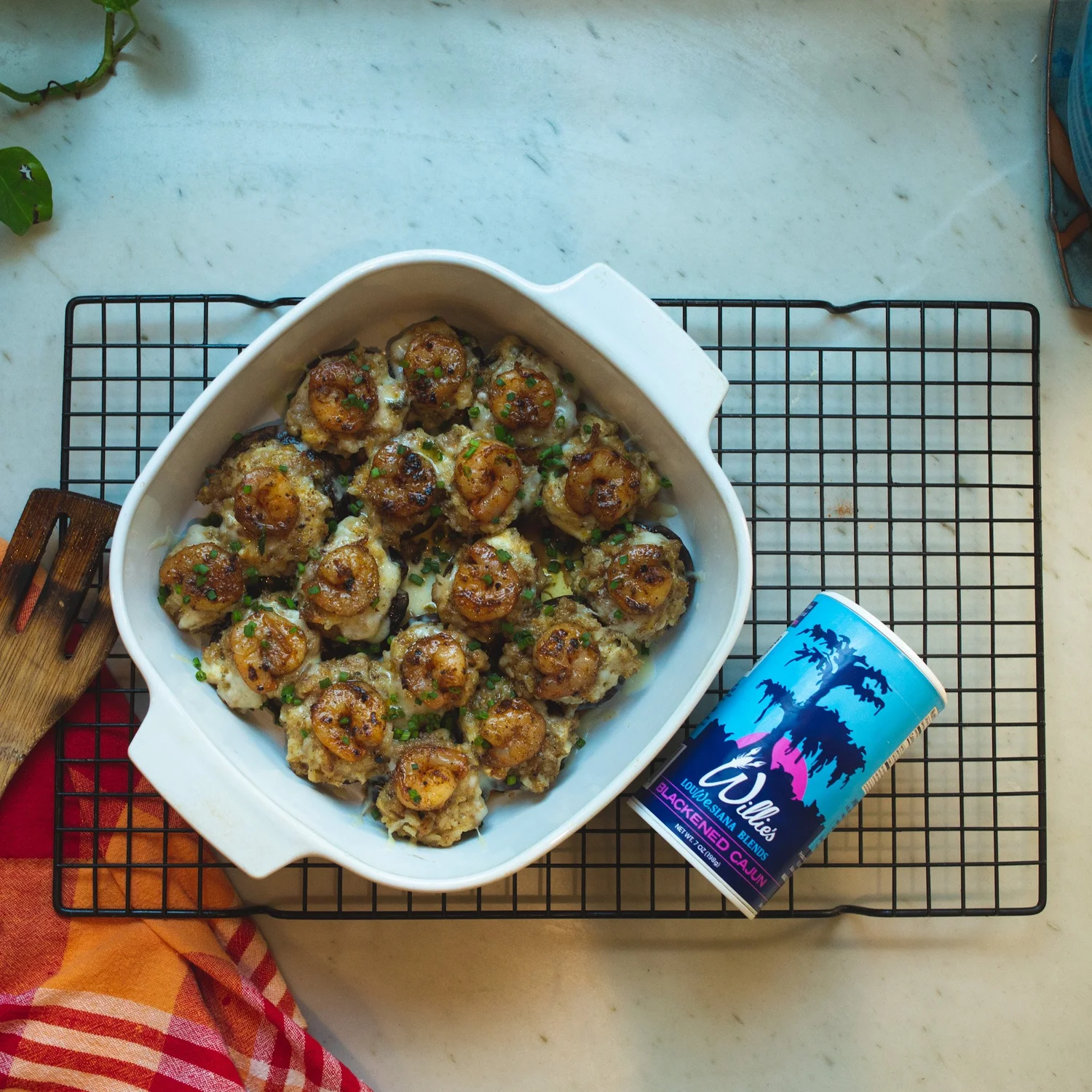 Blackened Shrimp & Boudin Stuffed Mushrooms — Willie's Restaurant