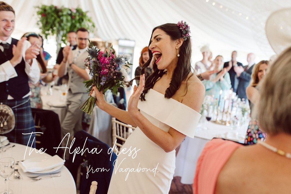 Real bride Kirsty wearing the Alpha dress from Vagabond — Heart ...