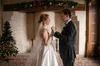 Real bride Caitlin at her Canadian wedding wear Sarah Sevenn — Heart Aflutter Bridal Studio