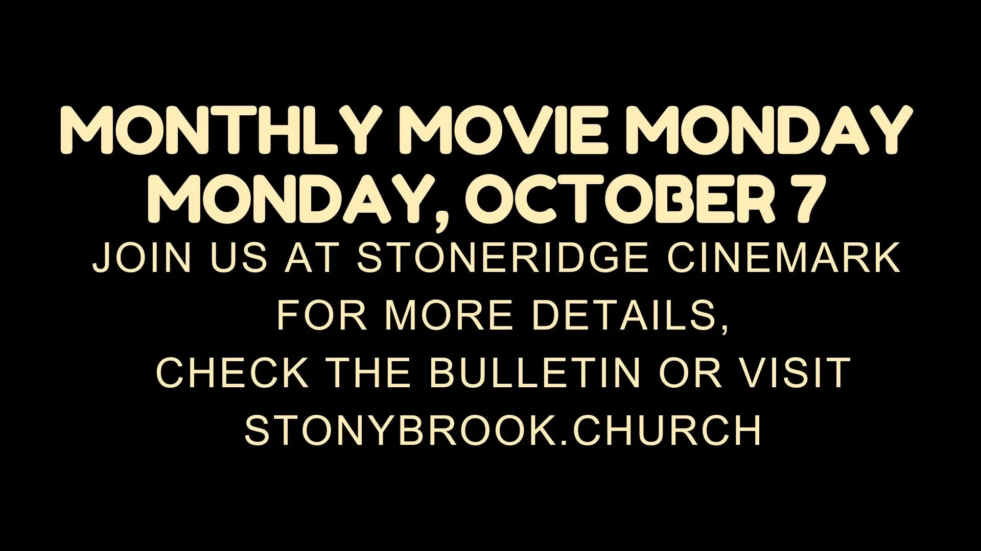 Upcoming Events — Stonybrook Church