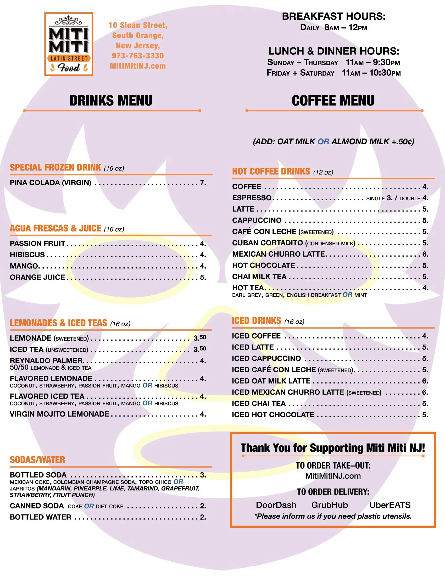 Miti Miti Latin Street Food Menu — Miti Miti Latin Street Food