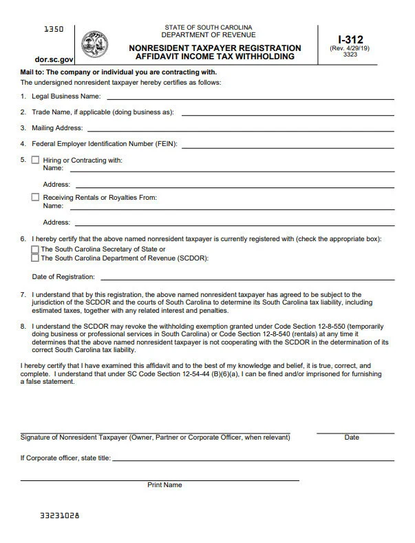 Do You Need to Collect the I-312 South Carolina Form for Non-Resident ...